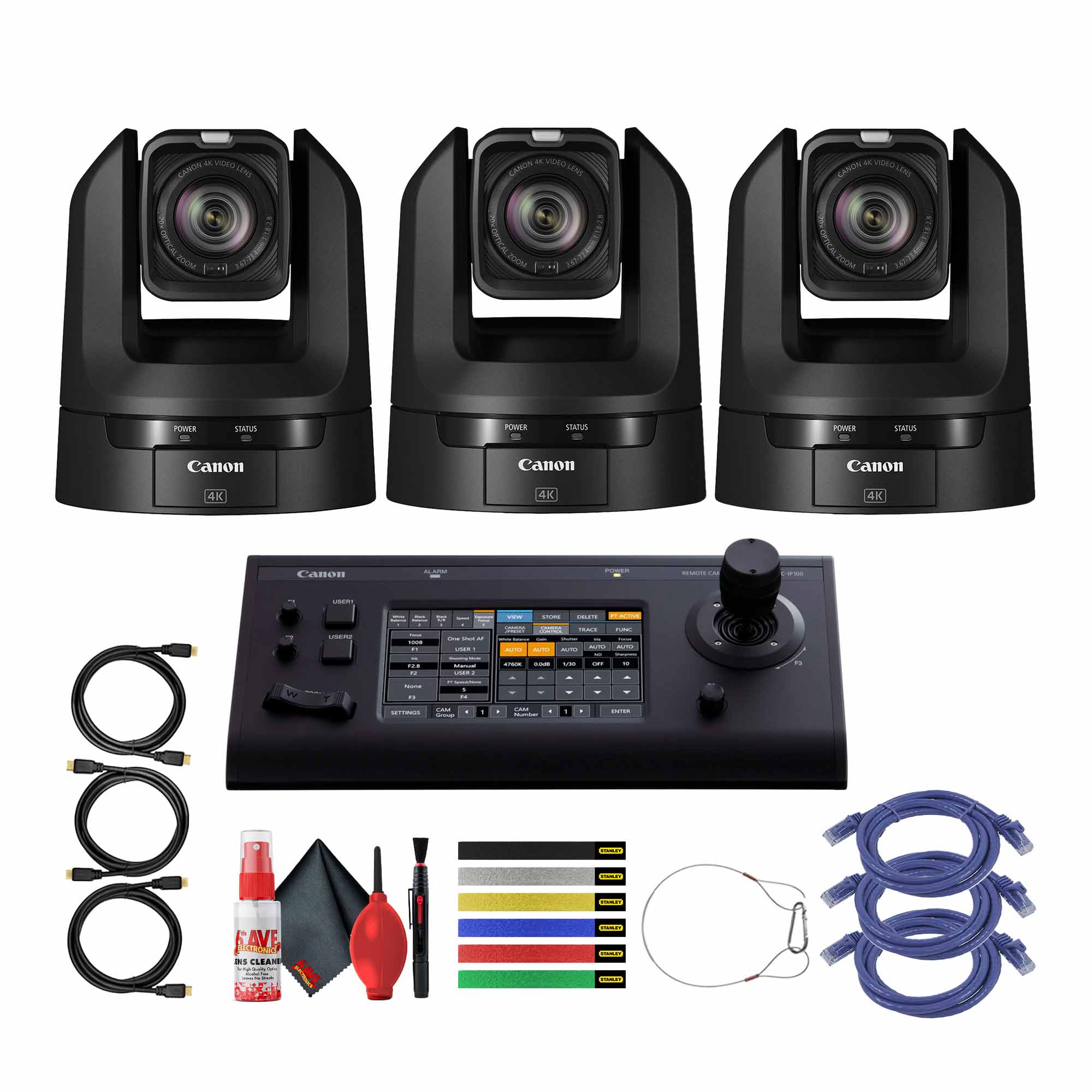 3 x Canon CR-N100 4K NDI PTZ Camera with 20x Zoom Canon RC-IP100 Controller + 94148669564| eBay